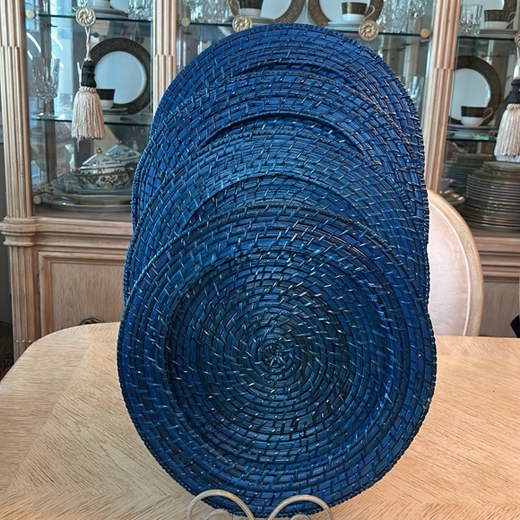 Dining | Blue Rattan Charger Plate 4 | Poshmark